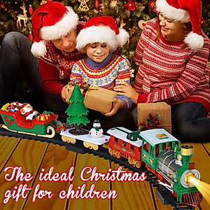 Christmas Electric Train Set Around The Christmas Tree, Train Toy Set with Track Locomotive Santa Claus Snowman Xmas Tree Music and Lights Christmas New Year Gifts for Boys Girls (Cute Style)