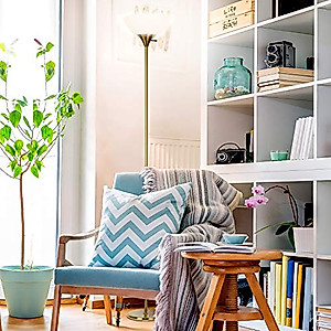 Brightech Sky Dome Dimmable LED Floor Lamp, Torchiere Floor Lamp for Living Rooms & Offices – Tall Standing Lamp for Reading & Hobbies – Brass/Gold