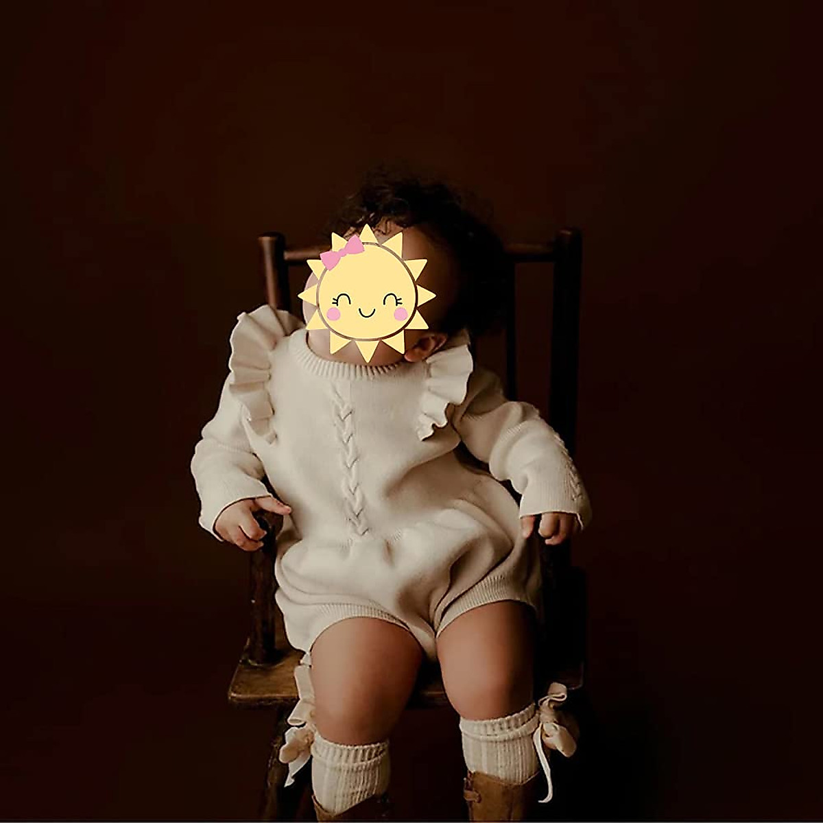 Fall Baby Outfits Baby Sweater Romper Infant Toddler Sweater Dress Photoshoot Outfit Knit Ruffle Long Sleeve Autumn Winter Clothes Newborn Coming Home 1st Birthday Knitted Outwear Apricot 0-3 Months