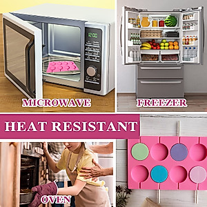 Fusang 2Pcs 8 Capacity Silicone Lollipop Molds,Hard Candy Chocolate Sucker Mold with 20pcs 3.15 inch Lollypop Sucker Sticks,100pcs Candy Treat Bags,100pcs Gold Ties