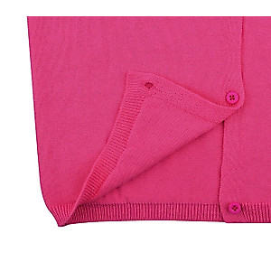 GSVIBK Girls Cardigan Long Sleeve Crewneck Cardigans Solid Knit Button Sweater Cardigan Baby Girl 6112 Rose Red 5-6Y