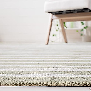 SAFAVIEH Montauk Collection 6' x 9' Light Green/Ivory MTK313W Handmade Flatweave Boho Farmhouse Cotton Modern Stripe Living Room Dining Bedroom Area Rug