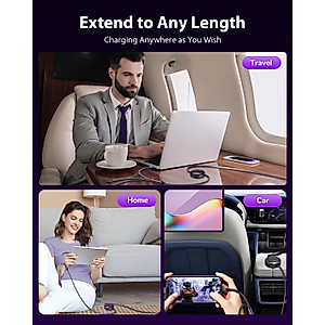 CAFELE Multi Charging Cable [Travel Companion] 100W Retractable Charging Cable, 3in1 Charging Cable Multiple Ends with USB C, USB L, Micro USB, Chargers for Multiple Devices Phone 14 Samsung MacBook