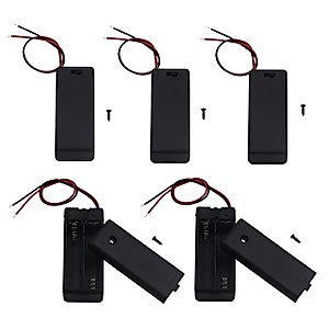 LAMPVPATH 5Pcs 2 AAA Battery Holder with Switch, 2X 1.5V AAA Battery Holder Case with Wire Leads and ON/Off Switch(5 Pack)