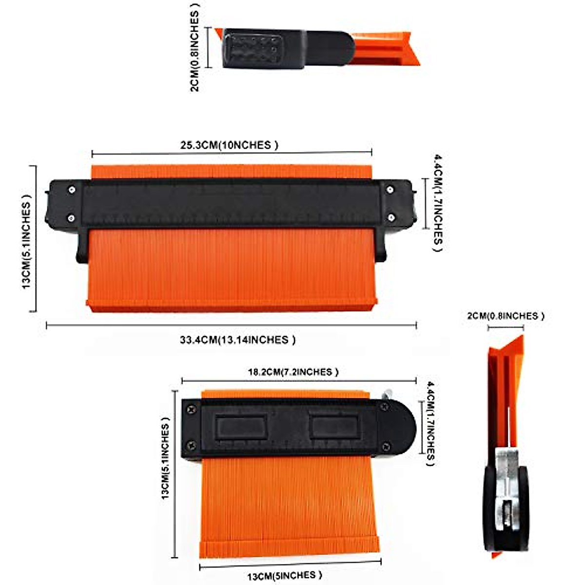Contour Gauge Profile Tool with Lock, AMPLE 5 and 10 inch Widen Outline Shape Duplicator, 3 Pack Plastic Angle Measuring Woodworking Ruler, Finder, Precisely Copy Irregular Duplication Gauge Corners