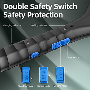 MOSHUNT Bug Zapper for Indoor Outdoor Electric Fly Swatter USB Rechargeable Mosquito Zapper Racket with 4000V Powerful Grid, Removable Flashlight and 3-Layer Safety Mesh for Home, Outdoor, Garden
