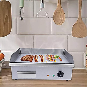 Fichiouy 3/4.4KW Electric Countertop Griddle Flat Grill BBQ with Thermostatic Control, Flat Top Grill Hot Plate BBQ Grill Countertop (3000W)