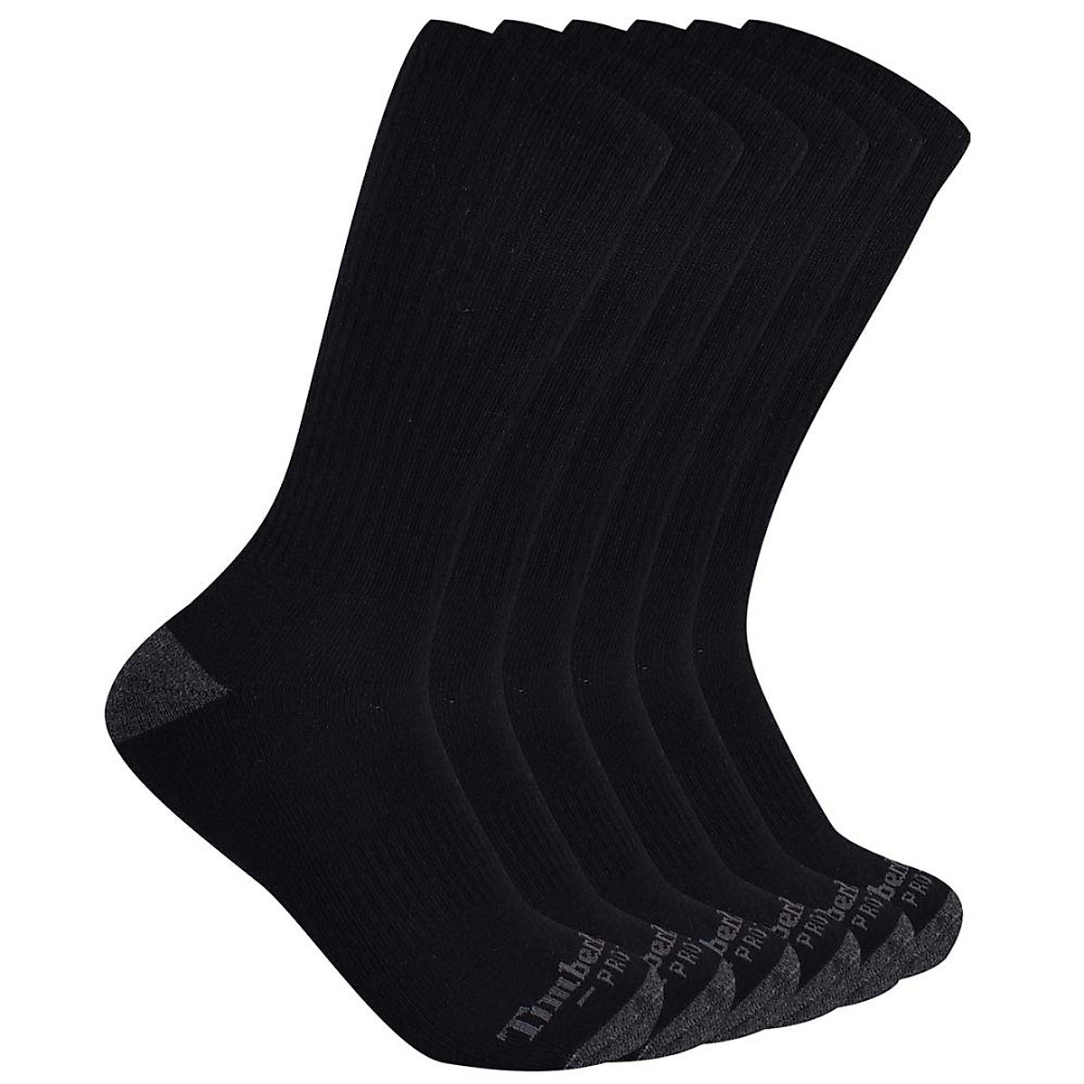 Timberland PRO Men's 6-Pack Performance Crew Length Socks, Black, XXL