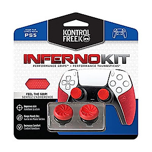 KontrolFreek FPS Freek Inferno Performance Kit for Playstation 5 Controller (PS5) | Includes Performance Thumbsticks and Performance Grips | Red
