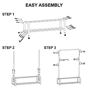 GISSAR Clothes Rack With Shelves,Stand Clothing Racks for Hanging Clothes, Garment Rack With Top Rod,Drying Rack Organizer Shirt Towel Rack,For Boxes Shoes Boots Storage,Metal Frame, Black