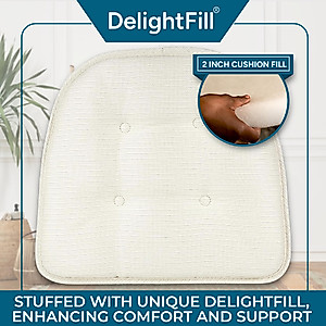 Klear Vu Omega Non-Slip Universal Chair Cushions for Dining Room, Kitchen and Office Use, U-Shaped Skid-Proof Seat Pad, 15x16 Inches 4 Pack Solid Ivory 4 Count