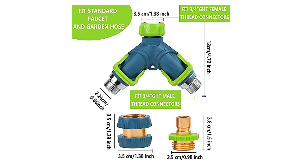 Heavy Duty Garden Hose Splitter 2 Way Brass Water Faucet Adapter