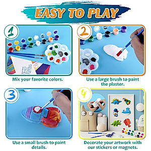 Juboury Kids Arts and Crafts Set Painting Kit - Plaster Painting Craft Kit Art Set - Painting Your Own Space Dinosaurs & Marine life Figurines - Ceramic Painting Kit for Kids, Girls, Boys, Toddlers