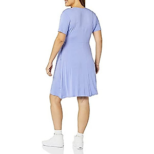 Amazon Essentials Women's Cap-Sleeve Faux-Wrap Dress, Soft Violet, Large