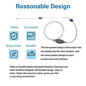 Coldairsoap Fish Tank Gravel Vacuum Pump, Fish Tank Gravel Cleaner/Water Changer, Aquarium Water Changer Siphon, 3 in 1 Aquarium Gravel Cleaner with Sponge Scrubber Pad Cleaning as
