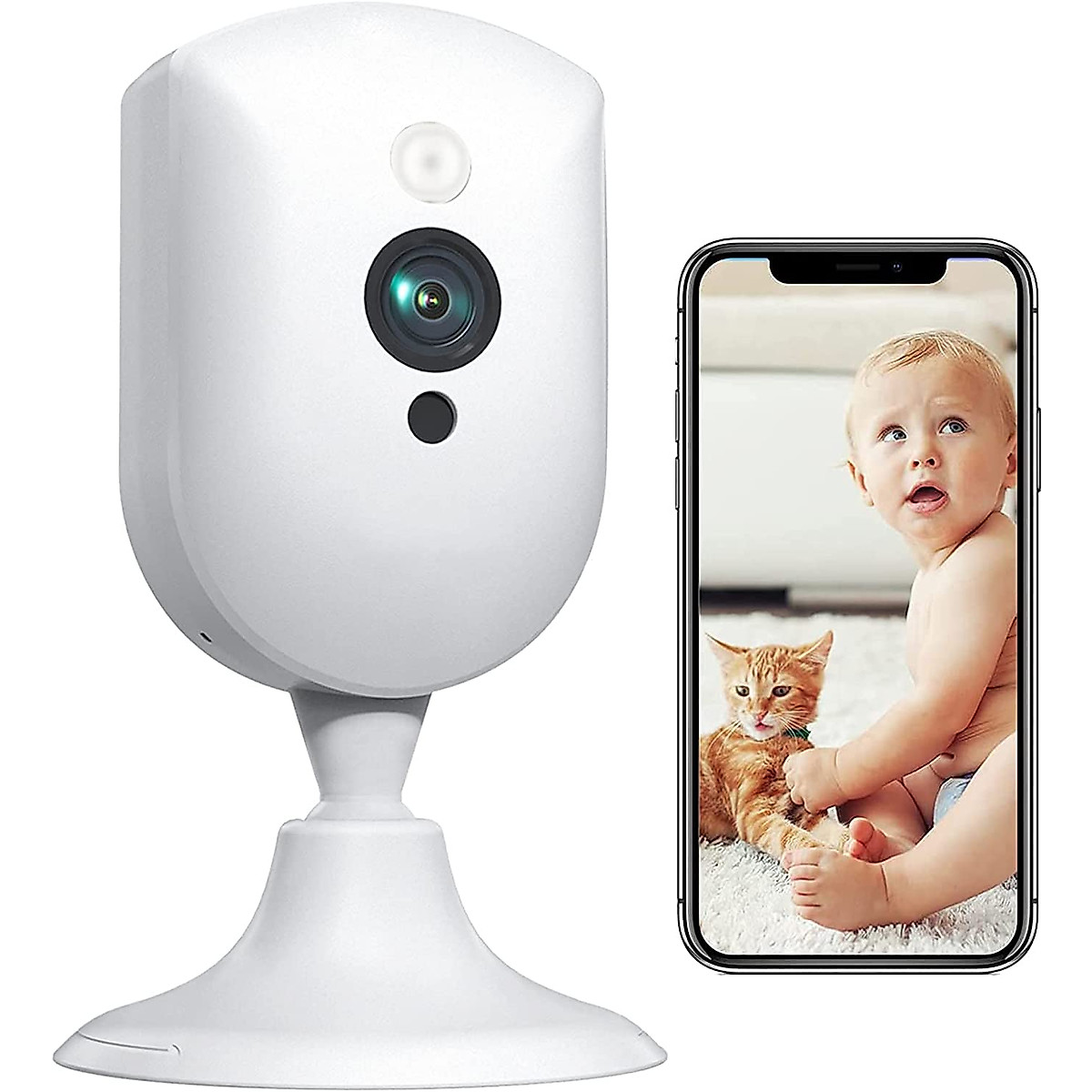 Ebitcam Baby Monitor with Camera and Audio, 1080P HD Pet Camera with Sound/Motion Detect, Plug-in Indoor Security Camera with Night Vision, 2 Way Audio Nanny IP Cam for Home Surveillance-Alexa