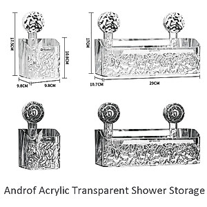 Cenbini Fuxeti Suction Cup Shelf, Light Luxury Style Punch-Free Storage Rack, Androf Acrylic Transparent Shower Storage (Transparent Color, Small:98 * 98 * 108mm/3.86 * 3.86 * 4.25in)