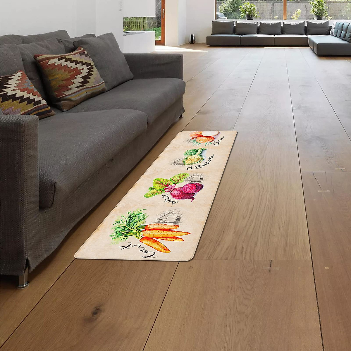 Vegetables Four Prints 2 PCS Memory Foam Kitchen Mats, Water Absorbent Kitchen Rugs, Anti-Skid Kitchen Mat and Rug for Kitchen, Floor Home, Office, Laundry, Sink Retro Kraft Paper Texture