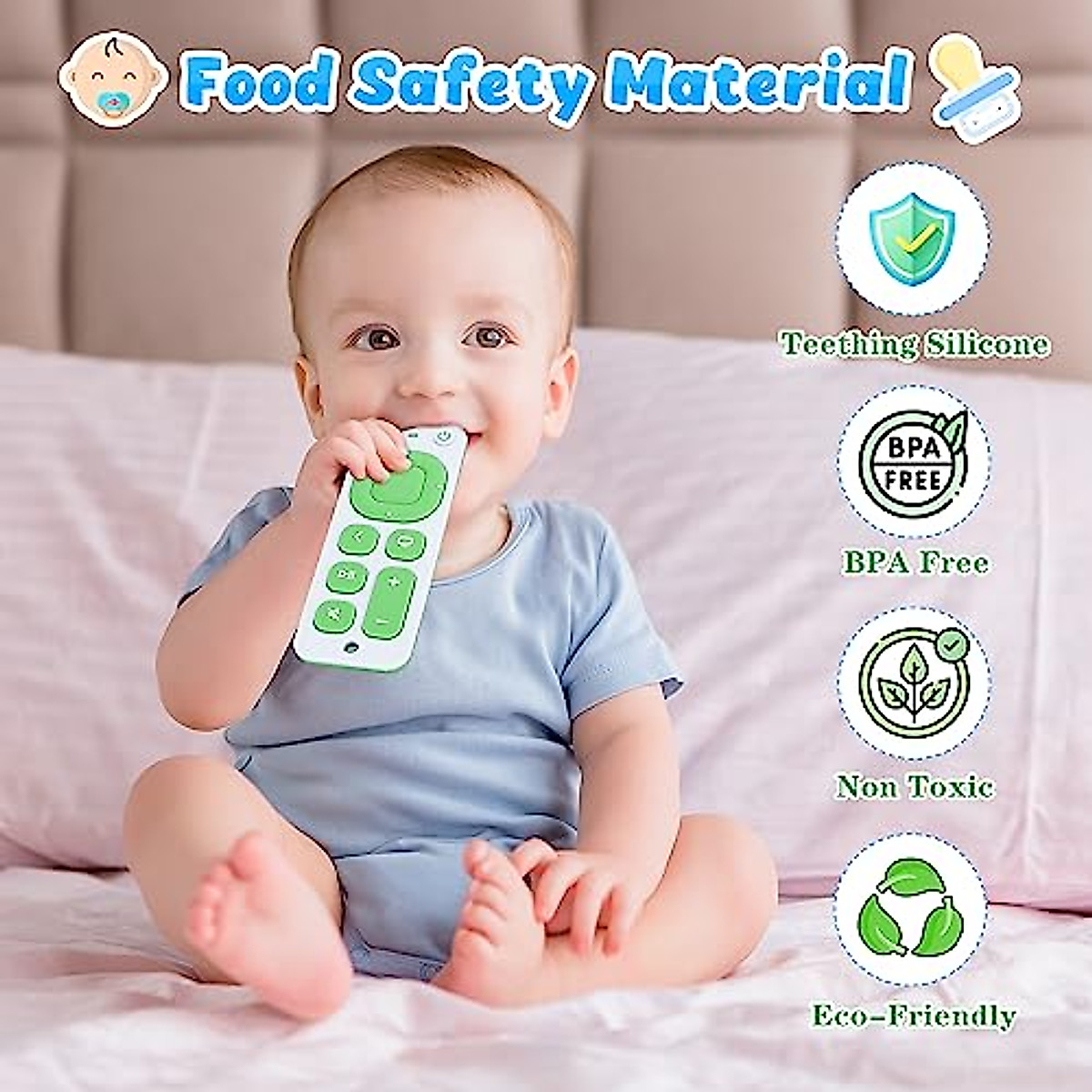 Maliton 3 Pack Silicone Baby Teething Toys for Infant Toddlers, Teething Toys for Babies 6-12 Months, Baby Gifts for Girl & Boy, Baby Remote Control Shape Teething Toys for Sucking Needs, BPA Free