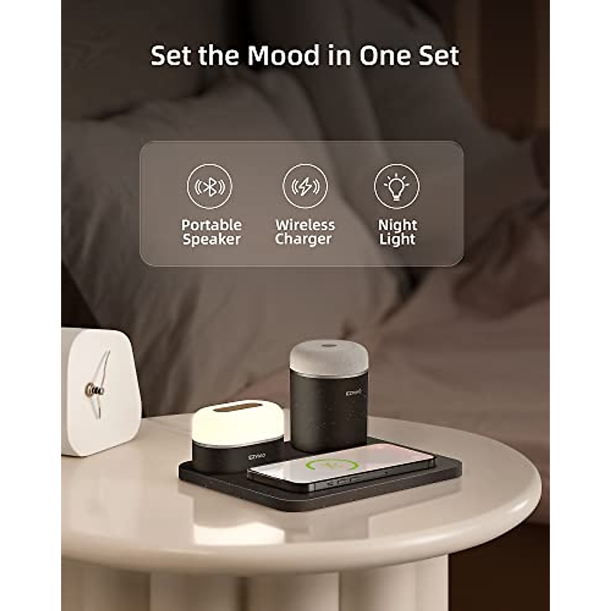 Birthday Gifts for Men, 3 in 1 Charger Station with Wireless Phone Charger, LED Night Light, Portable Bluetooth Speaker, Christmas Gift Relaxing Gift Box for Women, Men, Mom, Girlfriend