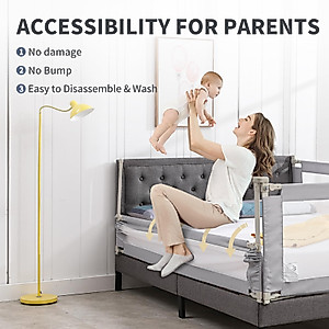 wanan Bed Rail for Toddlers, 3 Pack Extra Long Baby Bed Rail Guard for Kids, All-Round Sturdy Baby Bed Fence, Infants Bed Guardrail, Fit Queen King Mattress, 79 x 79 x 77 (Gray Without Pattern, King)