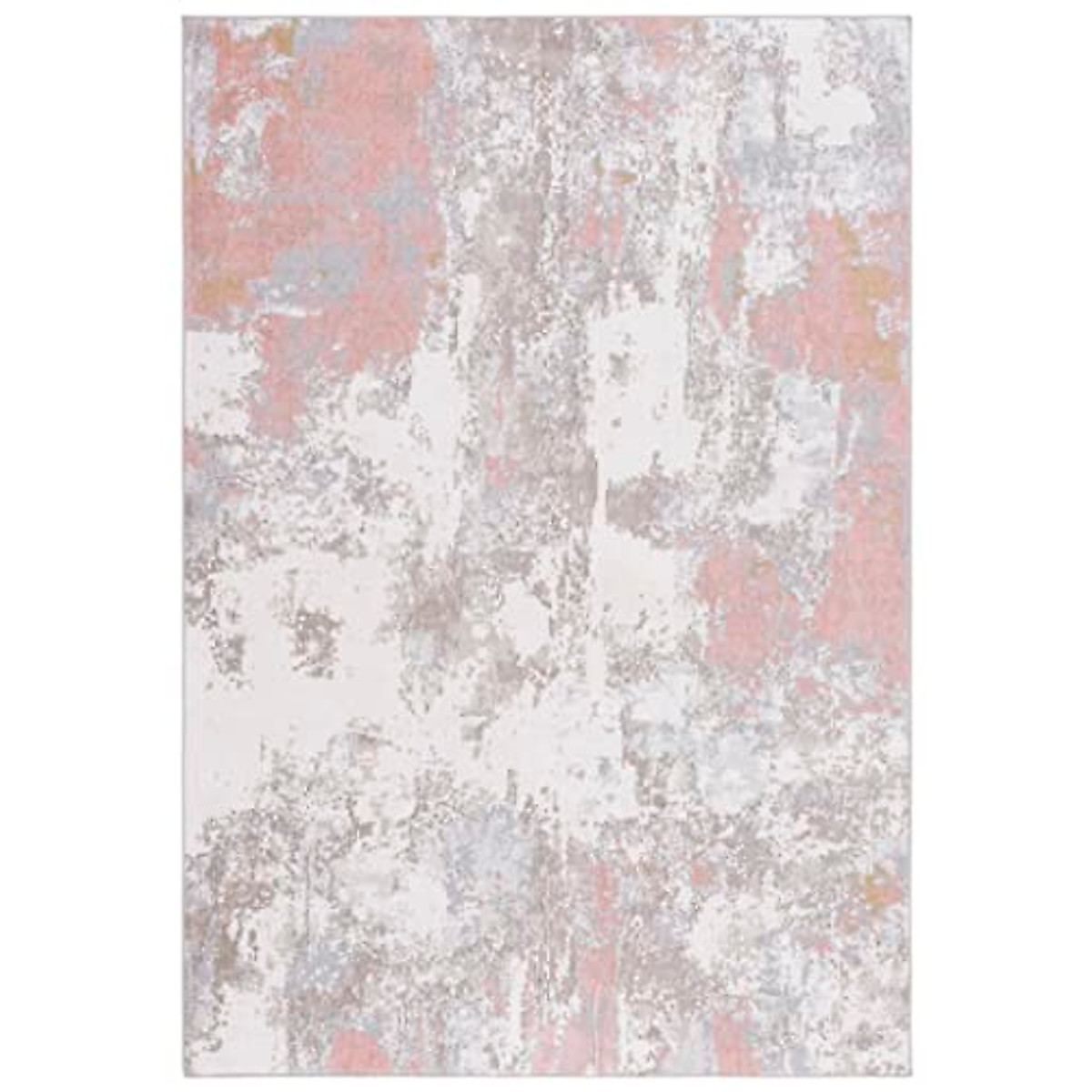 Safavieh Bayside Collection Machine Washable 8' x 10' Ivory/Grey Pink BAY128A Modern Contemporary Living Room Dining Bedroom Area Rug