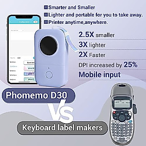 Memoqueen D30 Label Maker Thermal Mini Label Printer-Bluetooth Portable Label Maker Machine with Tape,Labeler Compatible with Phomemo D30 iOS&Android, Easy to Use for Home Office Organization,Purple