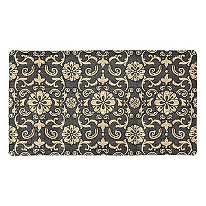 Bath Tub Shower Mat - Anti-Slip PVC Material 15.1x26.8 in, Gentle Cushioning Quick Drying Suction Cups Reliable Solution - Vintage Flowers Pattern Non-Slip Floor Mat