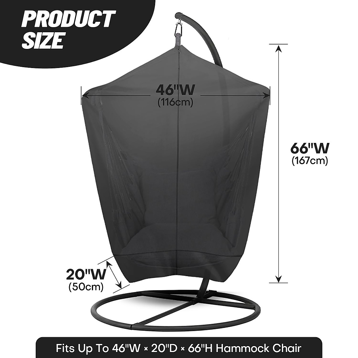 Hanging Hammock Chair Cover 46 Inch Outdoor Patio Hammock Swing Chair Cover 420D Waterproof Swing Egg Chair Cover with Zipper