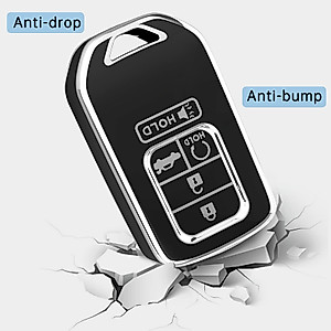 Key Fob Cover Case with Bling Keychain for Honda Accord, Key Cover Compatible with Honda Civic CRV Pilot Passport HRV Fit 2018 2020 2021, Key Fob Case for Honda Accessories