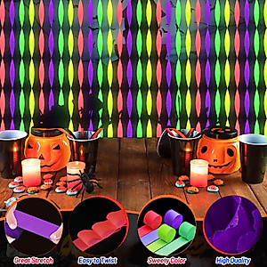 20 Rolls Blacklight Streamers, Neon Party Decorations 1640 Ft Glow in The Dark Party Crepe Paper, Halloween Glow Party Supplies for Various Large Hanging Party Backdrop DIY Decoration 82FT/Roll