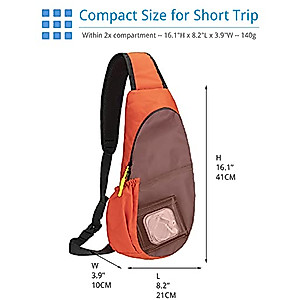 PivotWing Sling Bags for Men Womens Lightweight Small One Strap Chest Side Bag Mini Crossbody Day Pack Everyday Sling Backpack Bodybag for Trip Gym Outdoor Dog Walking Orange