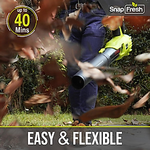 SnapFresh Cordless Leaf Blower - 550CFM Electric Leaf Blower Cordless with 4.0 Ah Battery and Fast Charger - 20V Lightweight Leaf Blower for Yard and Garden, Battery Operated Blower for Lawn Care