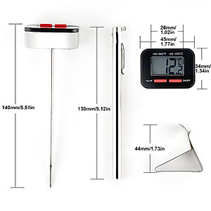 Digital Milk Thermometer Instant Read Food Thermometer Espresso Thermometer Mechanical Meat Thermometer for Kitchen Grill BBQ Turkey Sugar Milk