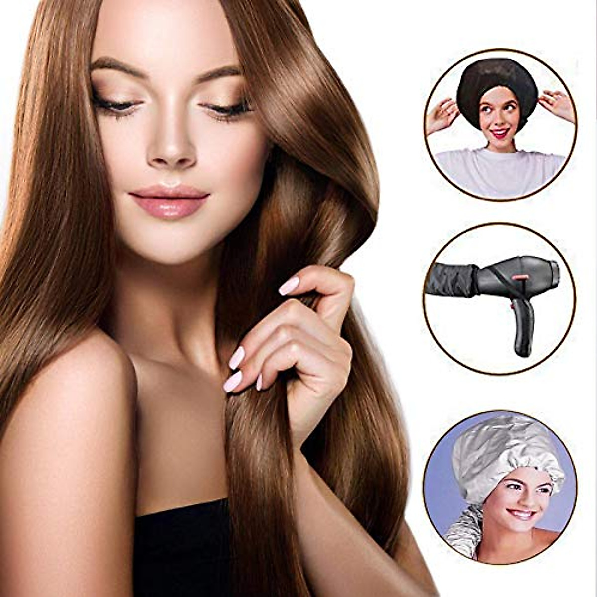 XUELI Portable Soft Hair Drying Cap Hair Dryer Home Barbershop Oil Cap Salon Hairdressing Hat Bonnet Caps Attachment Hair Care Perm Helmet Hair Steamer (Silver)