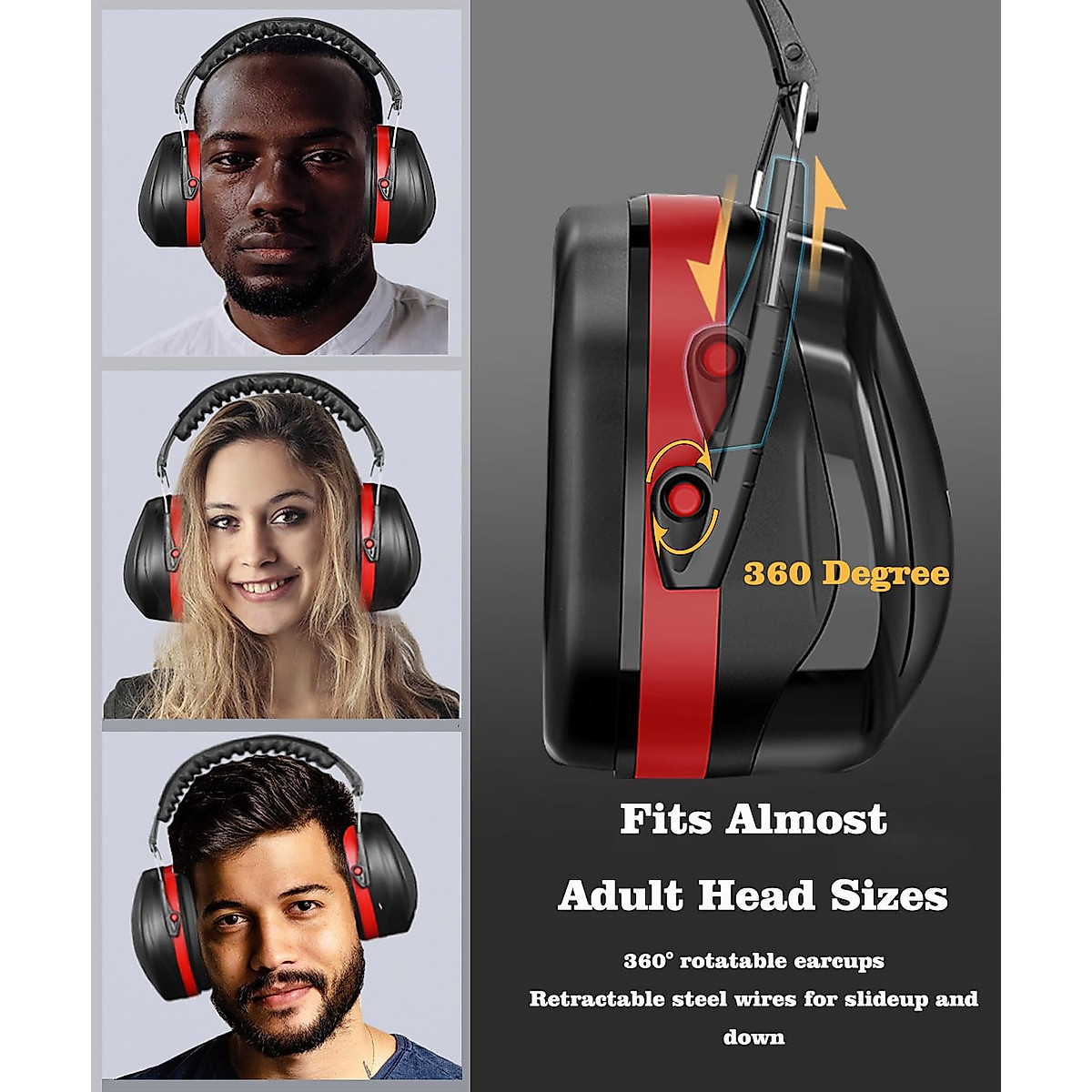 Floriogra Noise Cancelling Headphones For Adults, Shooting Ear Protection Earmuffs With Foldable Soft Headband Ear Protection & Hearing Protection For Workshops, Shooting Gun Range, Power Tools…