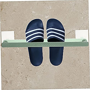 Garneck Wall Mounted Shoe Towel Rack Bathroom Organizer Sports Towels for Sweat Slippers Storage Shelf Bathroom Storage Mounted Holder Storage Hangers Green Plastic