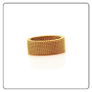 Fusamk Fashion 18K Gold tainless Steel Mesh Band Ring(Gold(9))