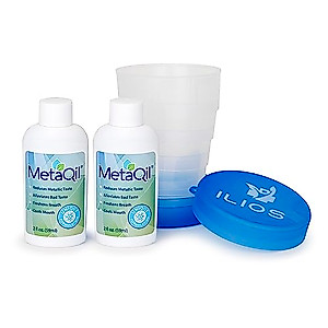 MetaQil Oral Rinse, Relieve Metallic, Bitter, Treatment Taste and Disorders, Natural Ingredients, ‎Cools and Freshens Breath, 2 oz, 2 Count. Free Ilios Travel Cup