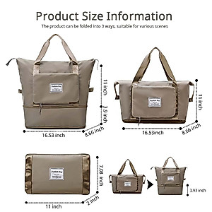 Jahomieo Large Capacity foldable Travel Bag, Expandable Lightweight Carry on Bag, Dry and Wet Separation Sports Duffel Bags