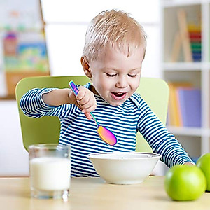 9 Piece Stainless Steel Rainbow Kids Spoons, Kids Cutlery, Child and Toddler Safe Flatware, Kids Silverware, Kids Utensil Set, Includes A Total of 9 Spoons, Ideal for Home and Preschools