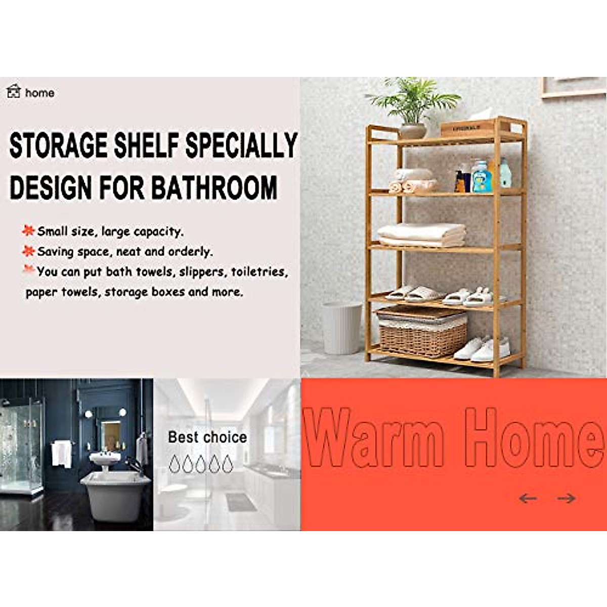 5 Tier Shoe Rack, Adjustable Boot Rack Shelf, Wood Boots Rack for Women, Bamboo Shoe Rack for Adult, Shoes Organizer for Entryway, Design Yourself, 16-20 Pairs, Easy Installation, 50"H x 10"W x 27"L