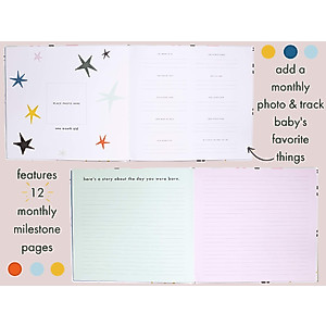 Kate Spade New York Baby's First Year Keepsake Book, Gender Neutral Baby Memory Book to Track Monthly Milestones, Dancing Stars