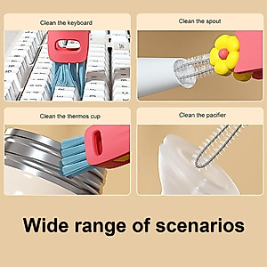 3 in 1 Cup Lid Cleaning Brush, 2024 New Crevice Cleaning Brush for Bottle Gap Tight Spaces Cup, Rotatable Kitchen Cleaning Brush Gadgets Cup Lid Cleaner Cup Mouth Scrubber (A)