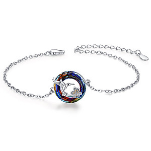 JUSTKIDSTOY Hummingbird Bracelet 925 Sterling Silver Cute Bird Daisy Adjustable Chain Bracelet with Crystal Hummingbird Jewelry Birthday Gifts for Women