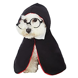 Impoosy Dog Halloween Costume Pet Wizard Hat Cat Soft Clothes Funny Puppy Halloween Cosplay Shirts with Glasses (XL)