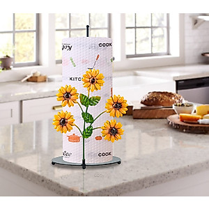 Sunflower Paper Towel Holder Countertop Black Paper Towel Holder Stand Kitchen Paper Towels Holder Papertowel Holder Standing Paper Towel Holder Weighted Paper Towel Holder without Paper Towel