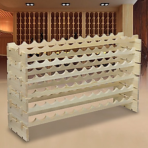 JungleA Stackable Wine Rack Wine Storage Cabinet Freestanding Floor Modular Wine Countertop,Wobble-Free-Shelf Hand Made Solid Hardwood Wooden (6x12 Row 72 Bottles Capacity)