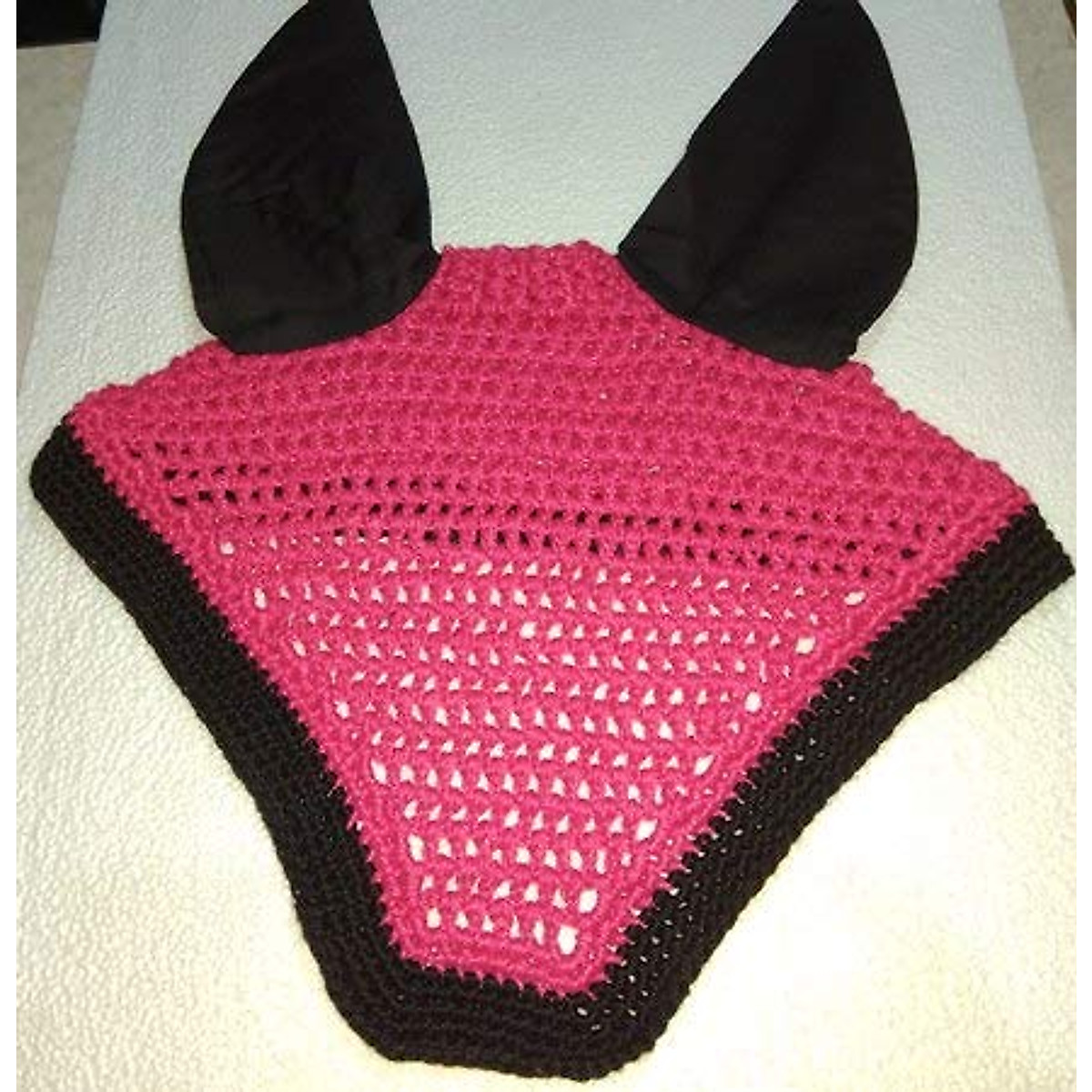 A C Horse Ear Net Crochet Fly Veil Equestrian Fly Bonnet/Veil/mask Standard Size