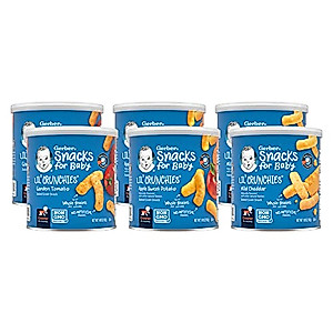 Gerber Lil Crunchies Variety Pack, 2 Garden Tomato, 2 Apple Sweet Potato, 2 Mild Cheddar, 1.48 OZ each (6 CT)